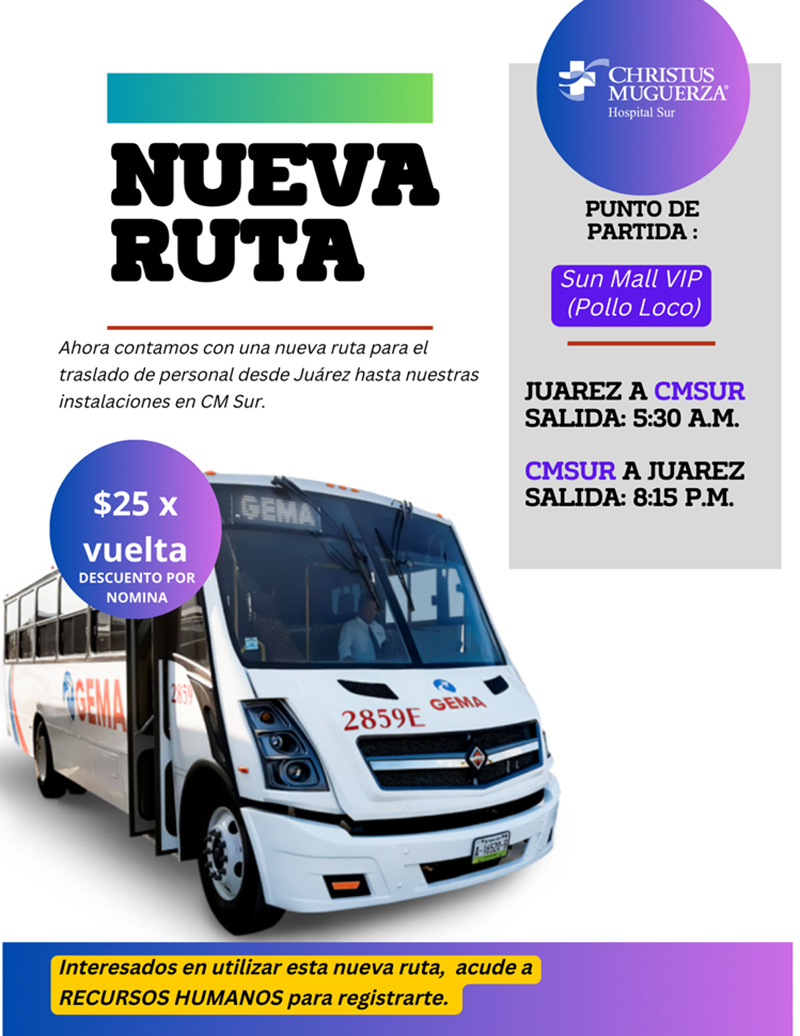 Contamos con nueva ruta de transporte para Colaboradores de Hospital ...